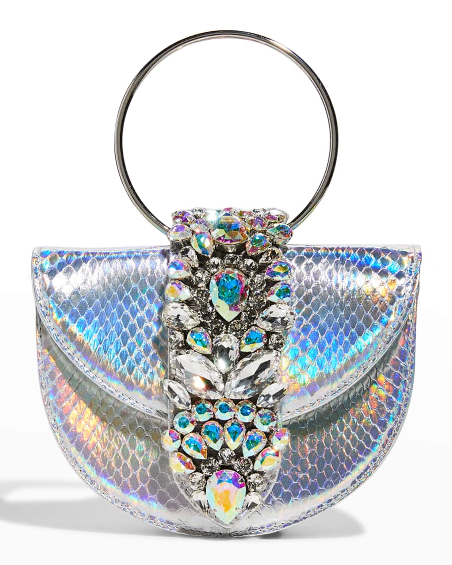 Gedebe Brigitte Mini Jeweled Snakeskin Top-Handle Bag | Neiman Marcus