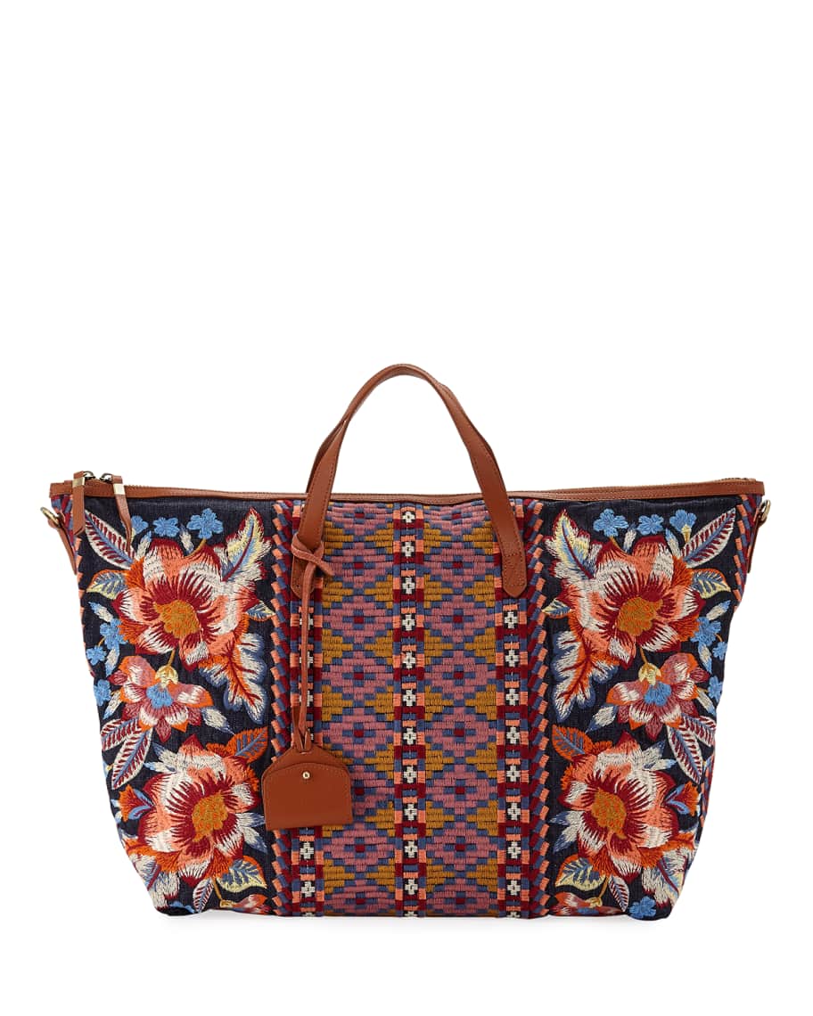 Johnny Was Caila Embroidered Weekender Bag | Neiman Marcus
