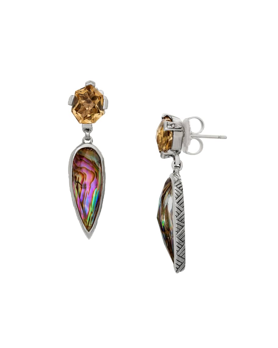 Stephen Dweck Galactical Fantasy Cut Champagne Quartz & Abalone Drop ... Stephen Dweck Galactical Fantasy Cut Champagne Quartz & Abalone Drop ...