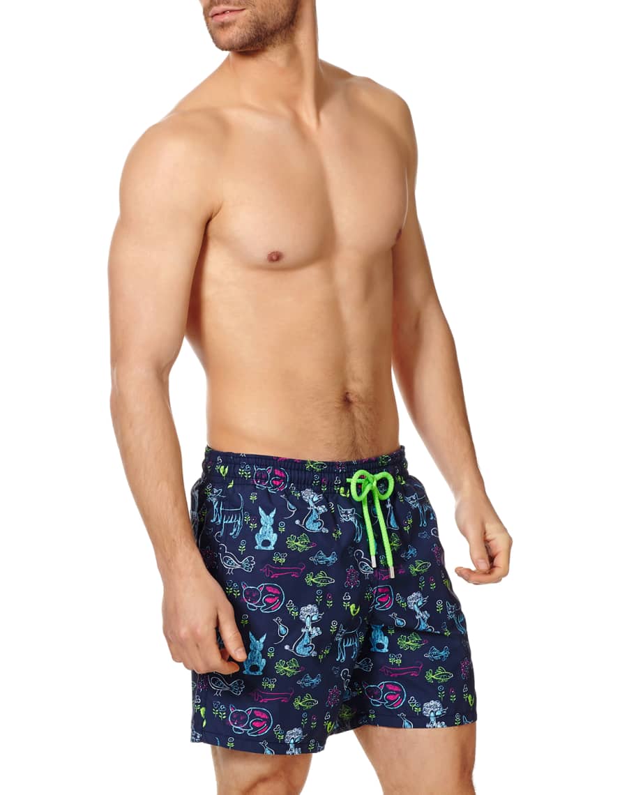 Vilebrequin Men's Rabbits and Poodles Graphic Swim Trunks | Neiman Marcus