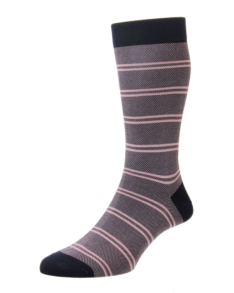Pantherella Men's Birdseye Stripe Socks | Neiman Marcus