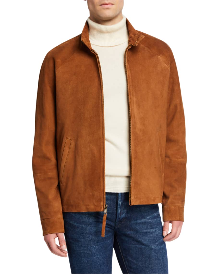 Vince Men's Harrington Suede Jacket | Neiman Marcus
