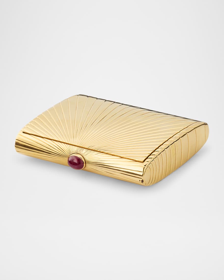NM Estate Estate Cartier 18K Yellow Gold Cabochon Ruby Compact Mirror ...