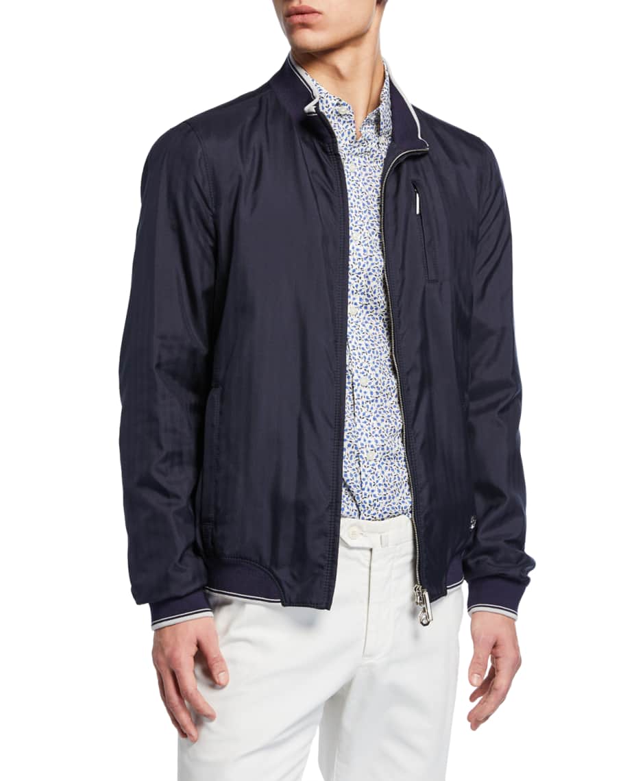 Stefano Ricci Men's Sport Contrast-Trim Silk Jacket | Neiman Marcus