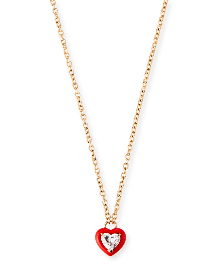 Etho Maria 18k Rose Red Ceramic Diamond Heart Necklace | Neiman Marcus