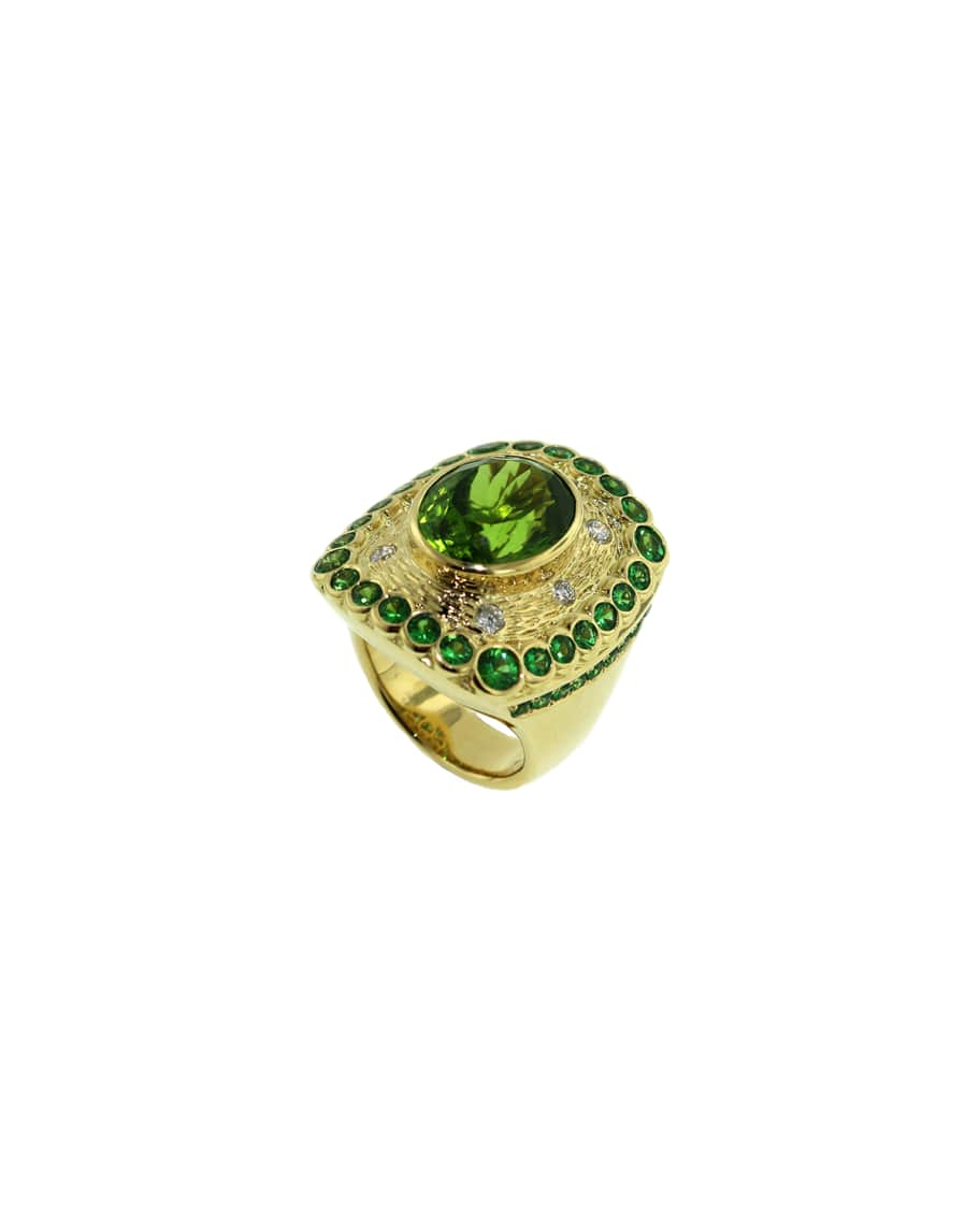 Nini Jewels 18k Peridot and Tsavorite Ring with Diamonds | Neiman Marcus