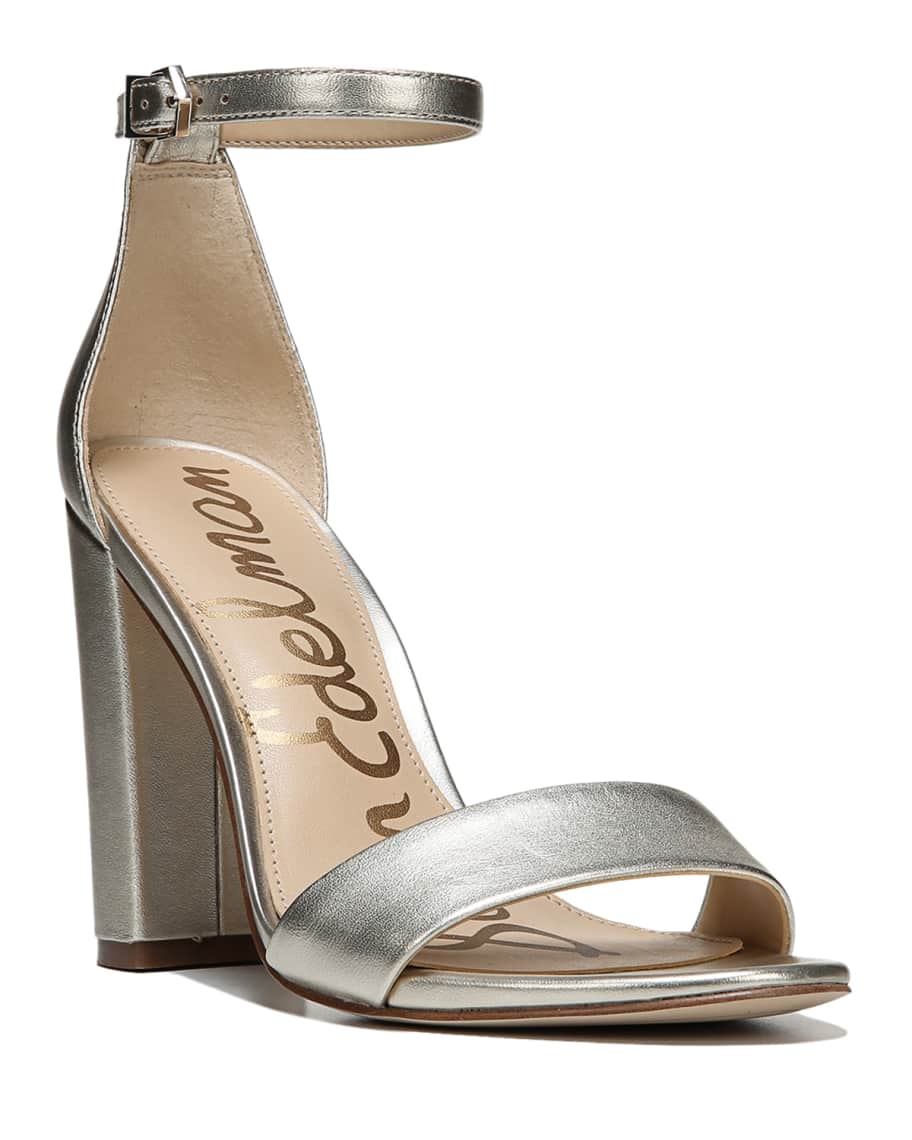Sam Edelman Yaro High-Heel Metallic Leather Sandals | Neiman Marcus