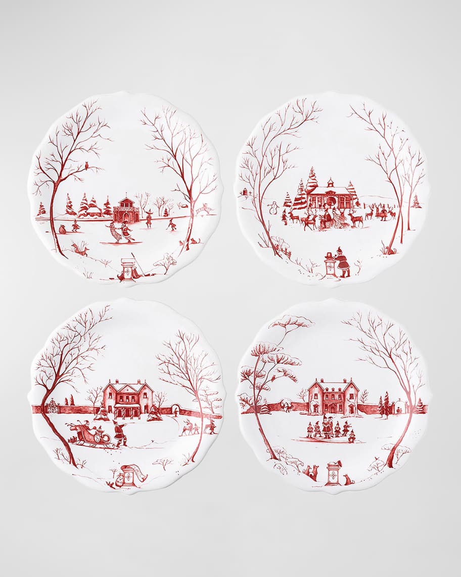 Juliska Country Estate Winter Frolic Mr. & Mrs. Claus Ruby Party Plates ...