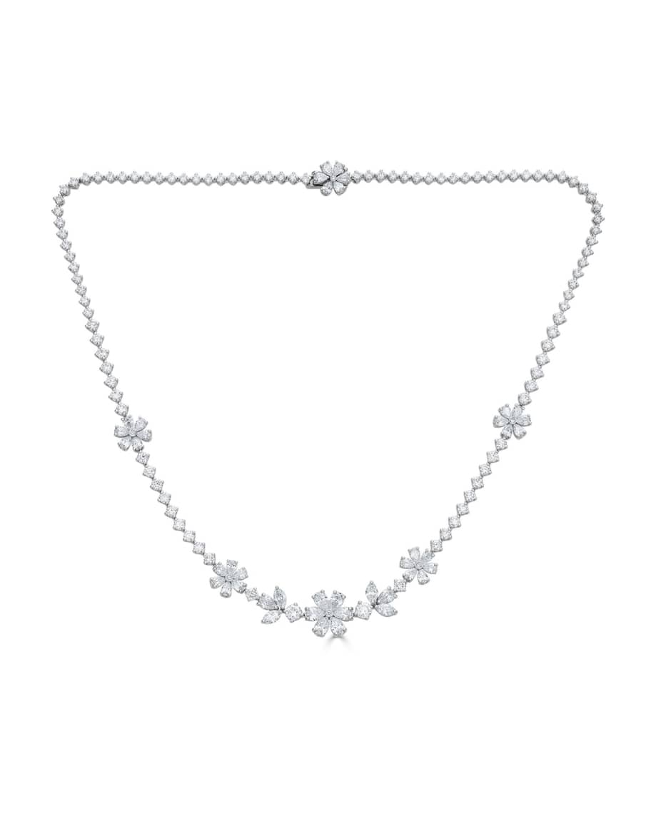 ZYDO Luminal 18k White Gold Diamond-Flower Necklace, 10.32tcw | Neiman ...