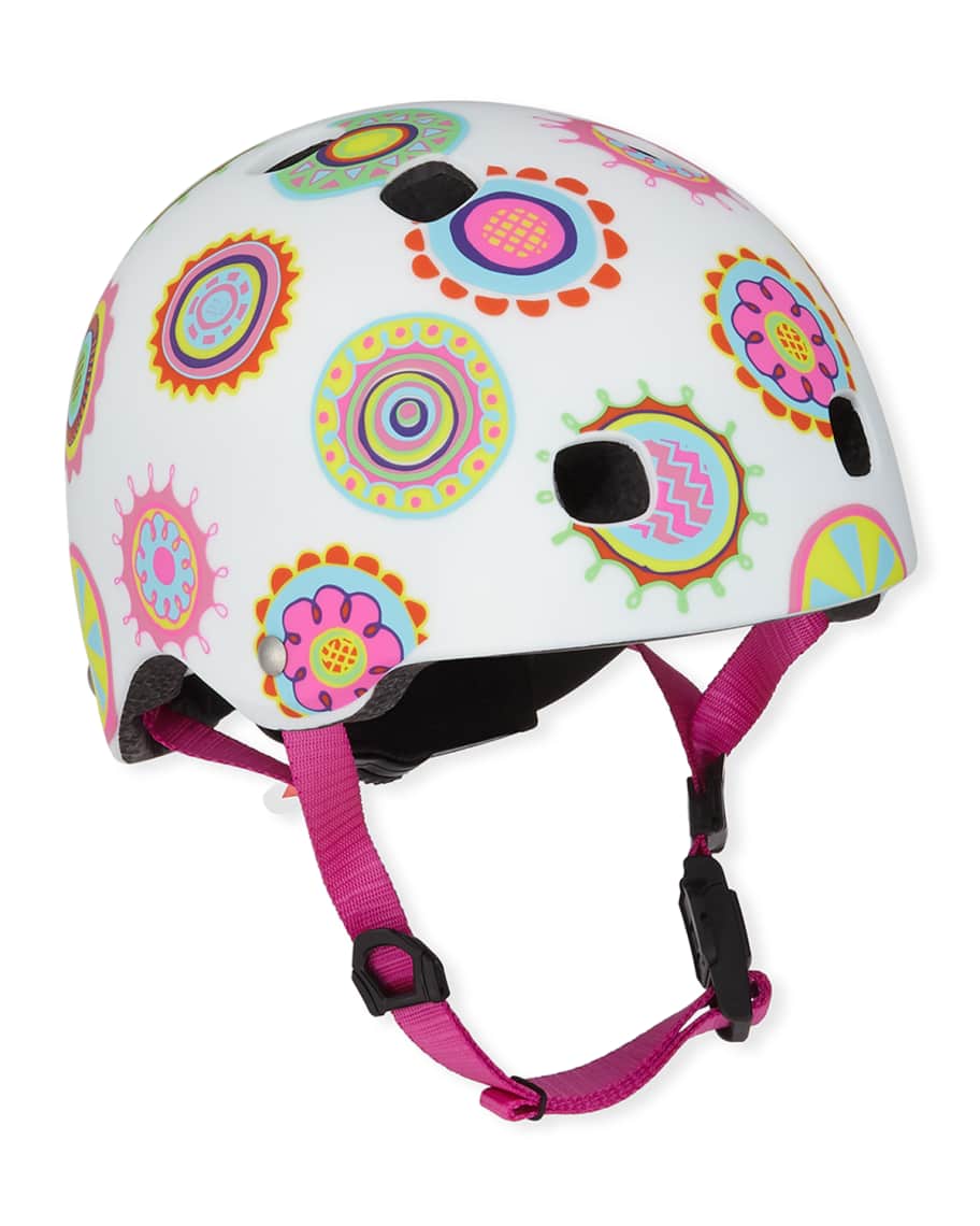 Micro Kickboard Girls' Floral Doodle Dot-Print Helmet, XS | Neiman Marcus