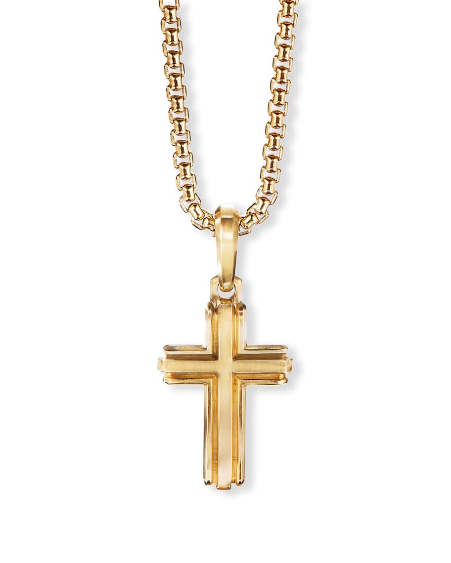 David Yurman Men's 18K Yellow Gold Deco Cross Enhancer | Neiman Marcus