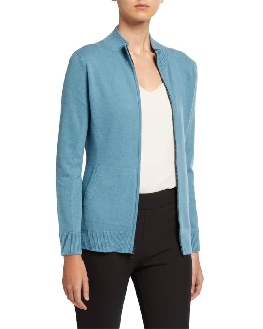 Neiman Marcus Cashmere Collection Cashmere Zip-Front Sweater | Neiman ...