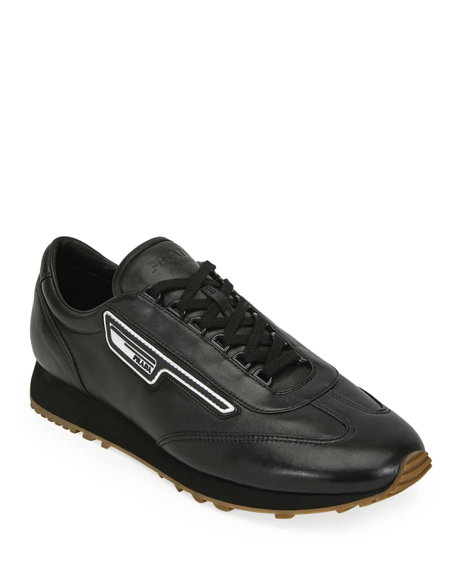 Prada Men's Nappa Sport Leather Runner Sneaker | Neiman Marcus