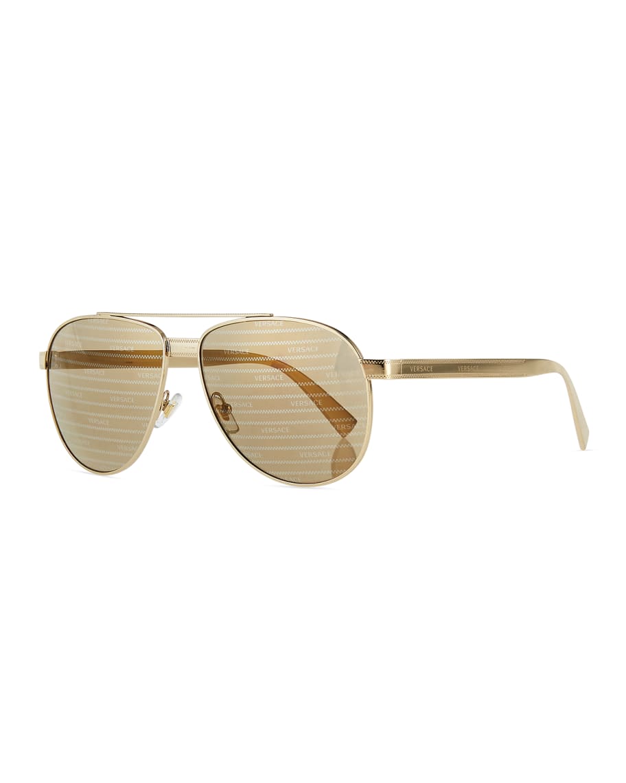 Versace Steel Aviator Sunglasses | Neiman Marcus