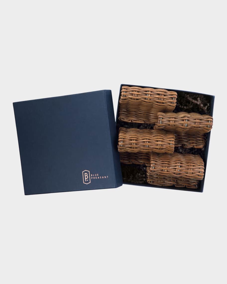 Blue Pheasant Gibson Honey Rattan Card Holders, Set of 4 | Neiman Marcus