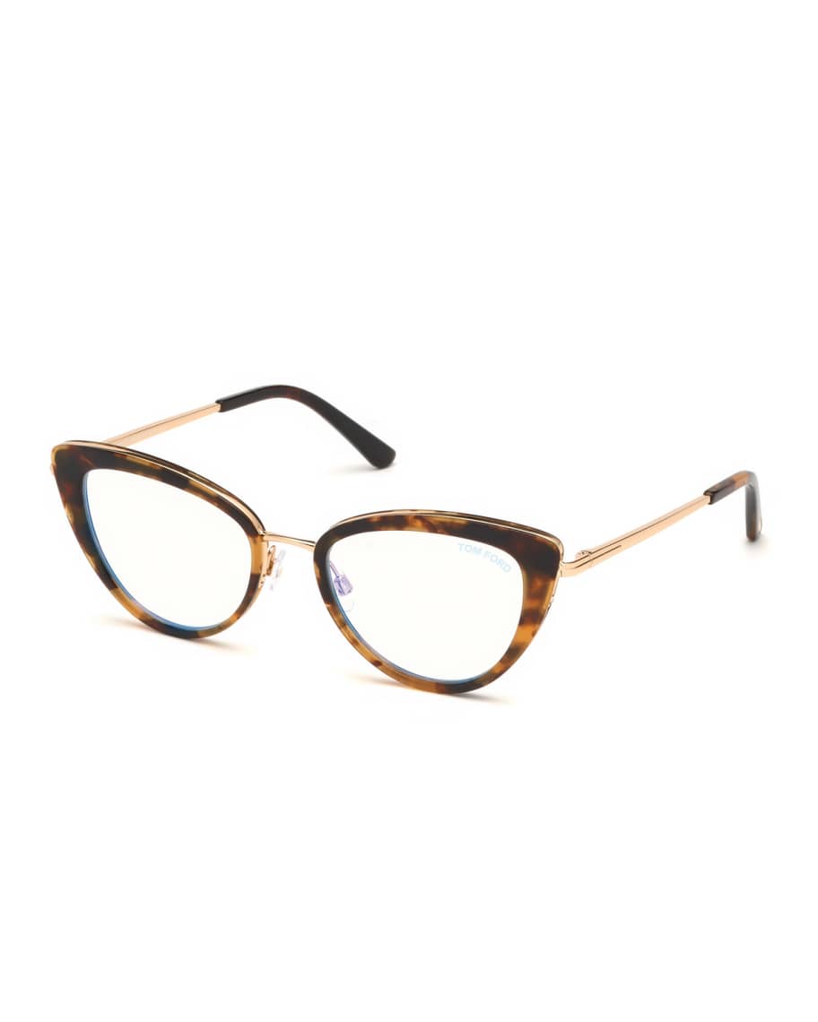 TOM FORD Blue Block Metal Cat-Eye Optical Frames | Neiman Marcus