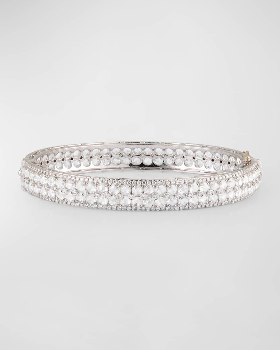 64 Facets Linear 18K White Gold Diamond Bangle, 10.12tcw | Neiman Marcus