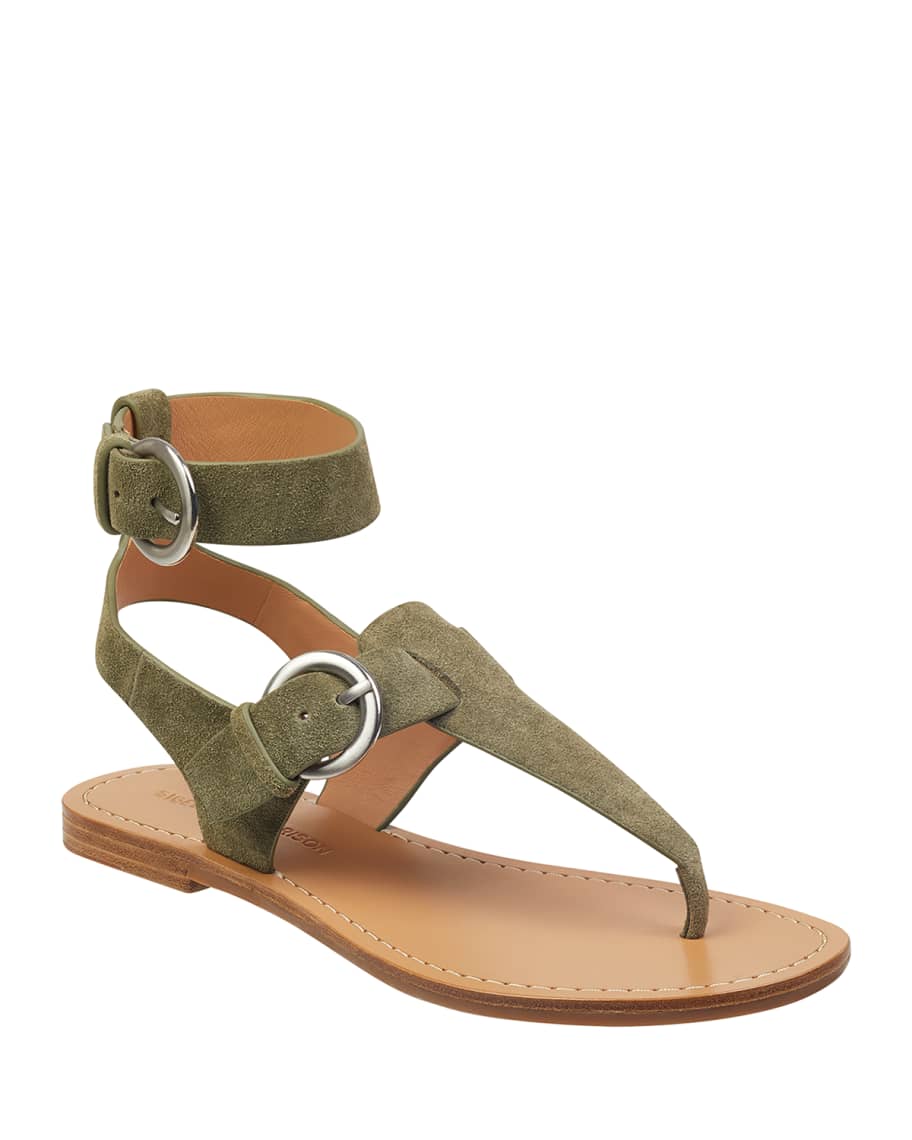 Sigerson Morrison Caitlyn Suede Buckle Sandals | Neiman Marcus