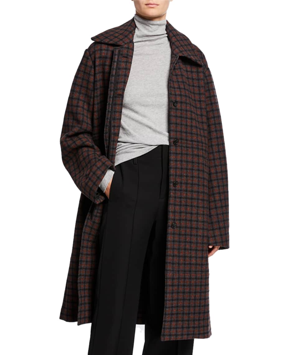 Vince Belted Check Wool Coat | Neiman Marcus