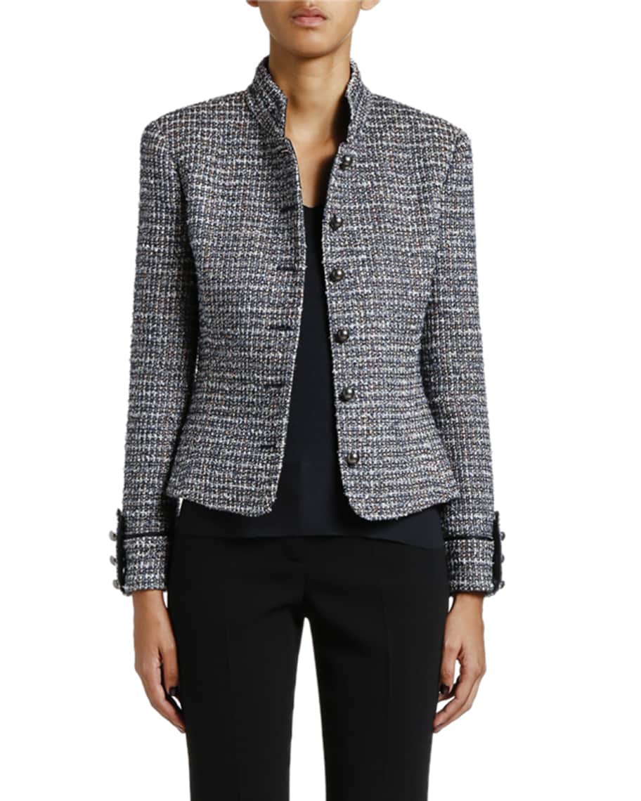 Giorgio Armani Metallic Tweed Military Jacket | Neiman Marcus