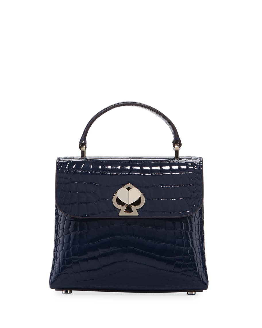 kate spade new york romy croc-embossed mini top-handle bag | Neiman Marcus