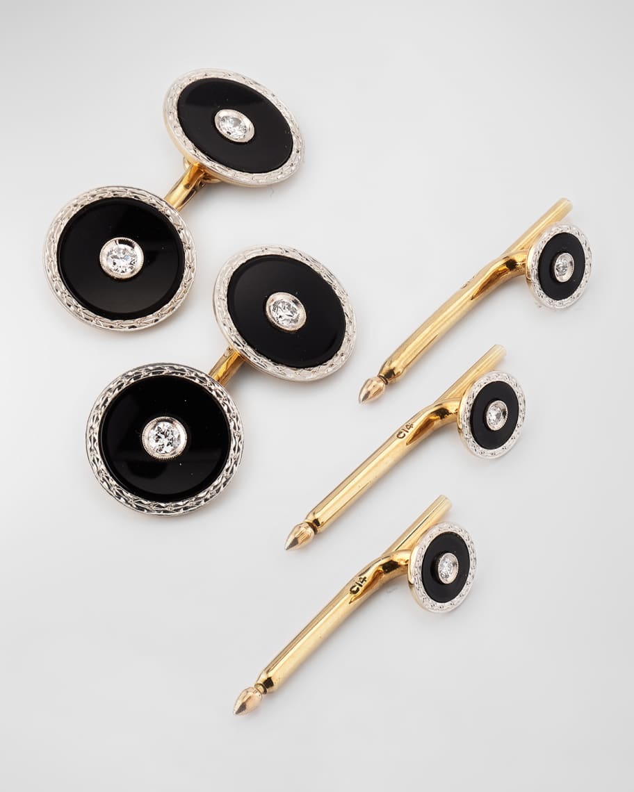 NM Estate Estate Carrington 14K Yellow Gold and Platinum Black Onyx ...