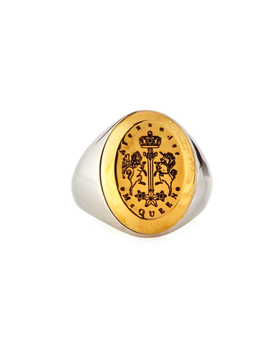 McQueen Men's Crest Logo Signet Ring, Size 9-10 | Neiman Marcus