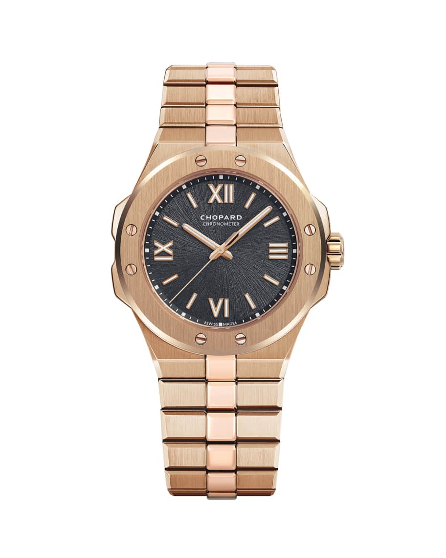 Chopard 36mm 18k Rose Gold Watch w/ Bracelet Strap, Gray | Neiman Marcus