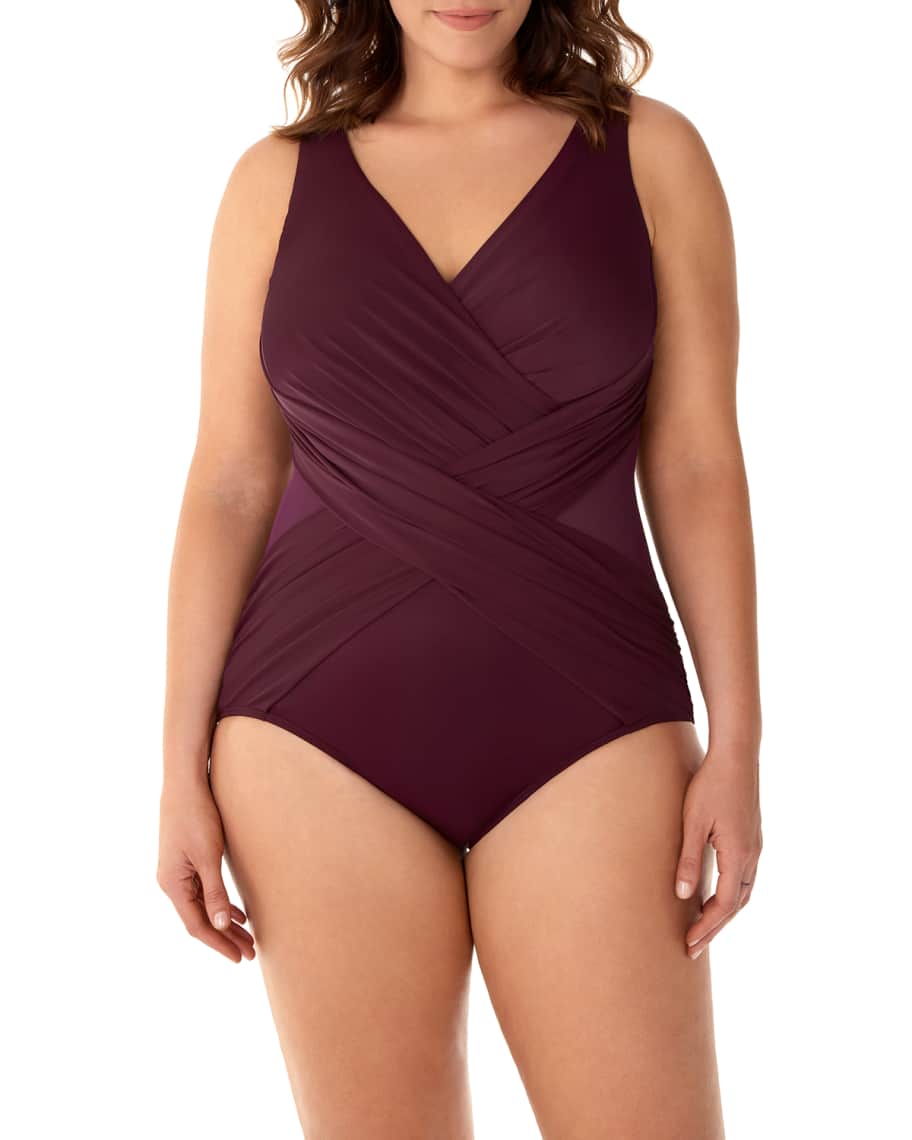 Miraclesuit Plus Size Illusionist Crossover One Piece Swimsuit Neiman