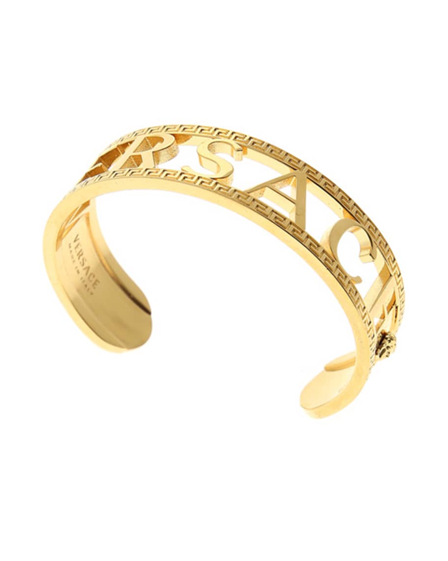 Versace Men's Logo/Greek Key Cuff Bracelet | Neiman Marcus