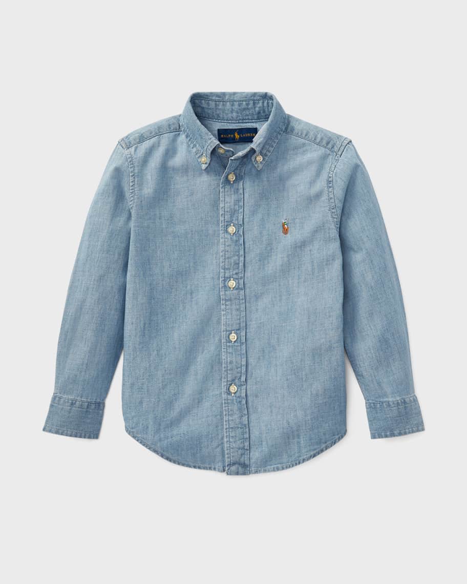 Polo Ralph Lauren Woven Chambray Shirt, Size 2-7 | Neiman Marcus
