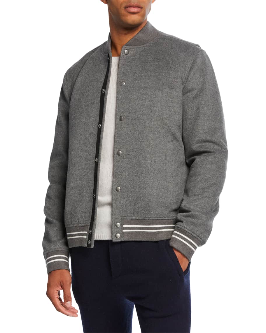 Vince Men's Varsity Snap-Front Bomber Jacket | Neiman Marcus
