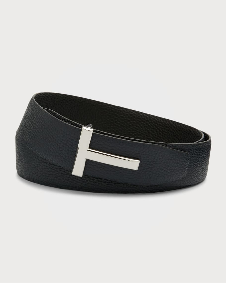 TOM FORD Men's Signature T Reversible Leather Belt | Neiman Marcus