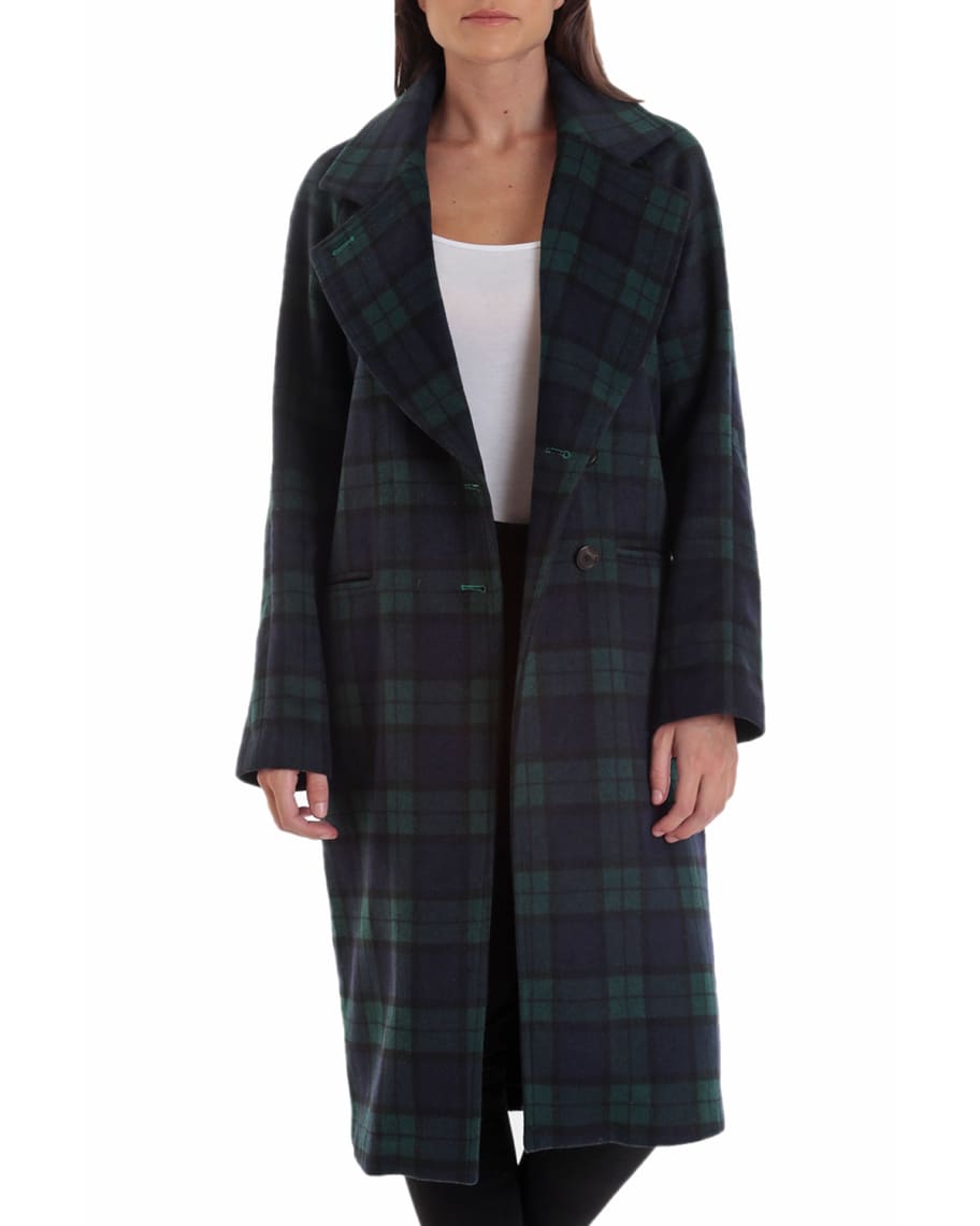 Avec Les Filles Double-Face Plaid Wool-Blend Raglan Coat | Neiman Marcus