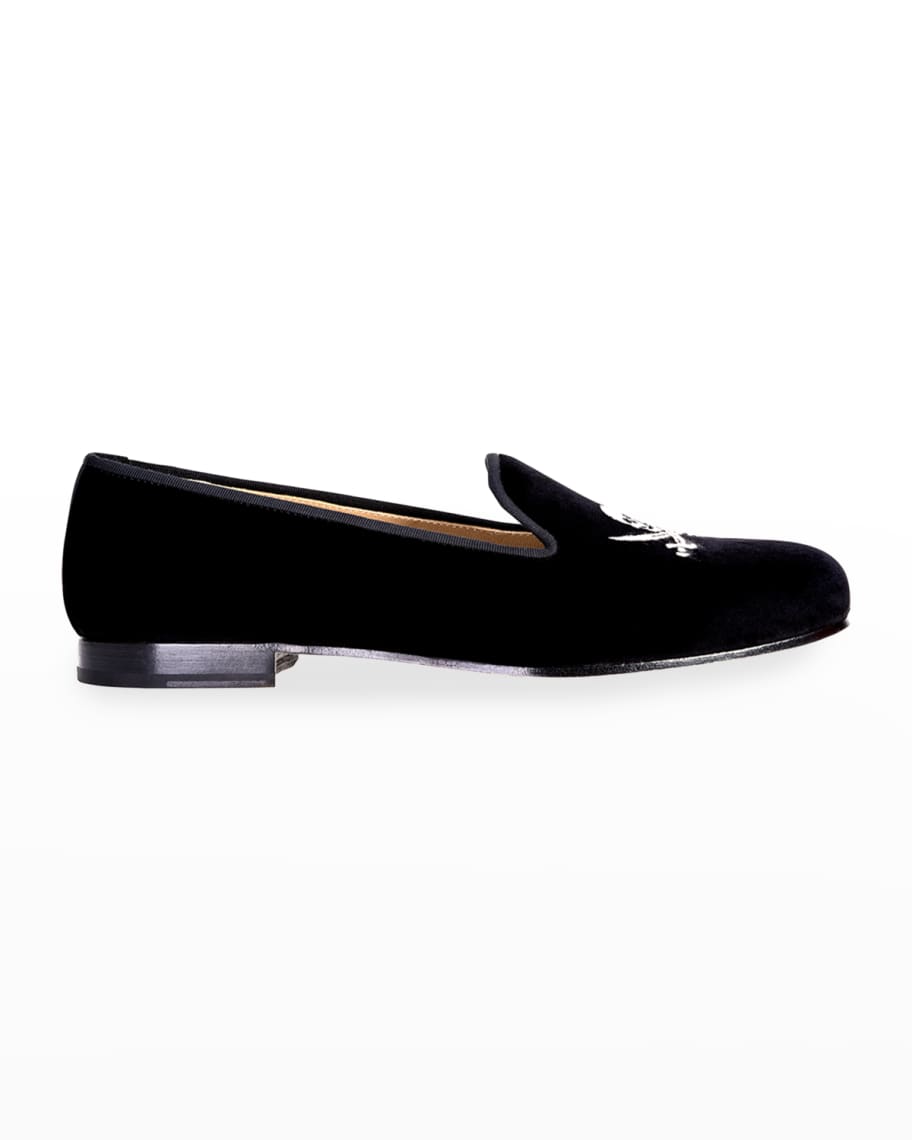 Stubbs and Wootton Skull Velvet Slippers | Neiman Marcus