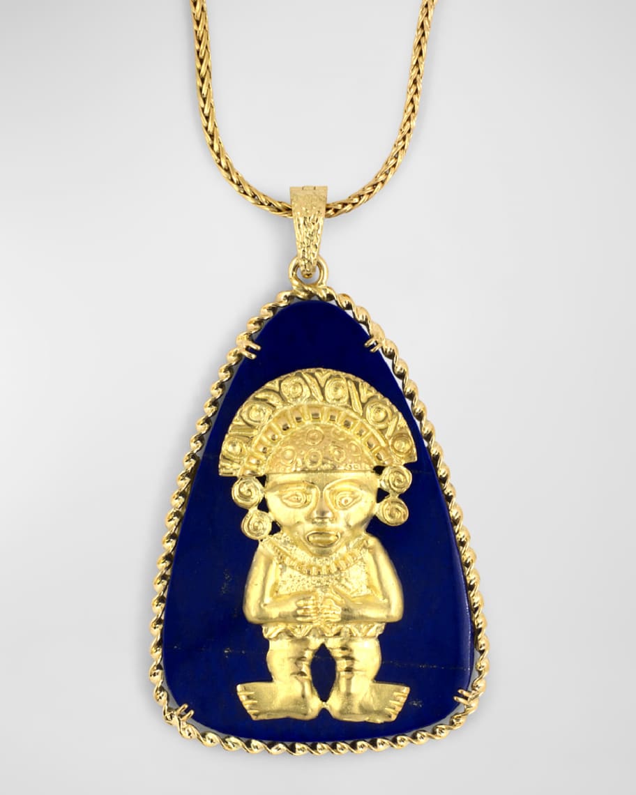 NM Estate Estate Hammerman Brothers 18K Yellow Gold Large Lapis Pendant ...