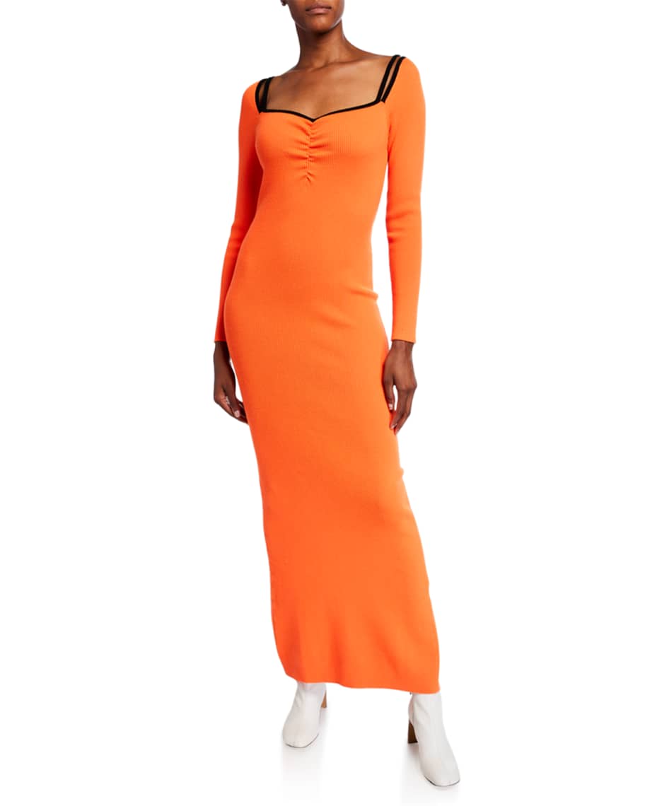 Victor Glemaud Long-Sleeve Maxi Dress with Back Slit | Neiman Marcus