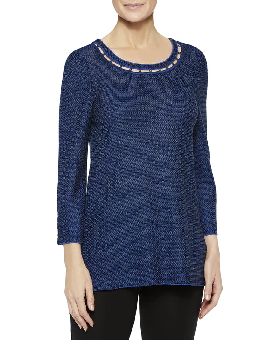 Misook Venetian Blue Tunic with Bead Trim | Neiman Marcus