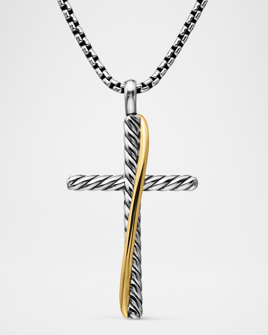David Yurman Crossover Cross Necklace w/ 18k Gold | Neiman Marcus