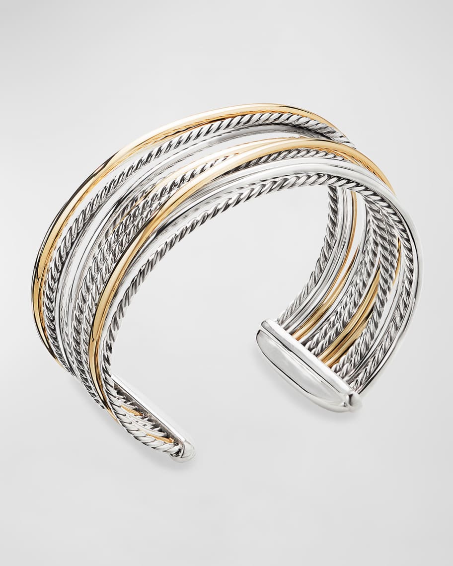 David Yurman DY Crossover Cuff Bracelet w/ 18k Gold | Neiman Marcus