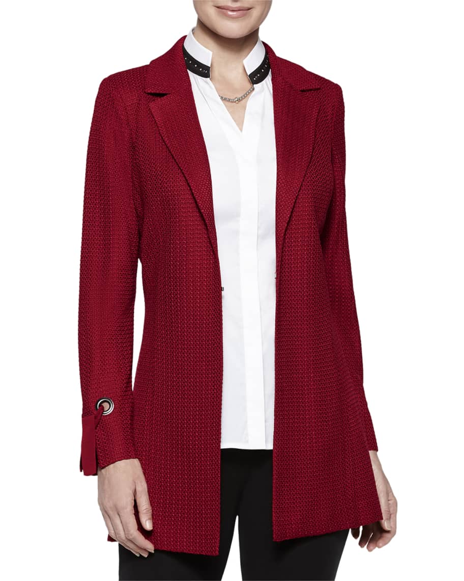 Misook Plus Size Grommet and Tie-Cuff Jacket | Neiman Marcus