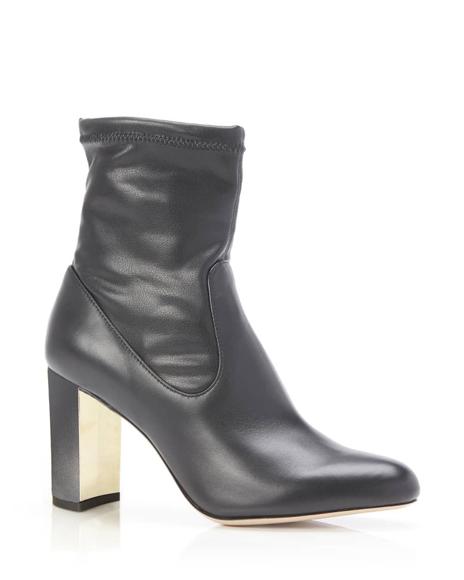 Marion Parke Kate Stretch Leather Block Heel Booties | Neiman Marcus