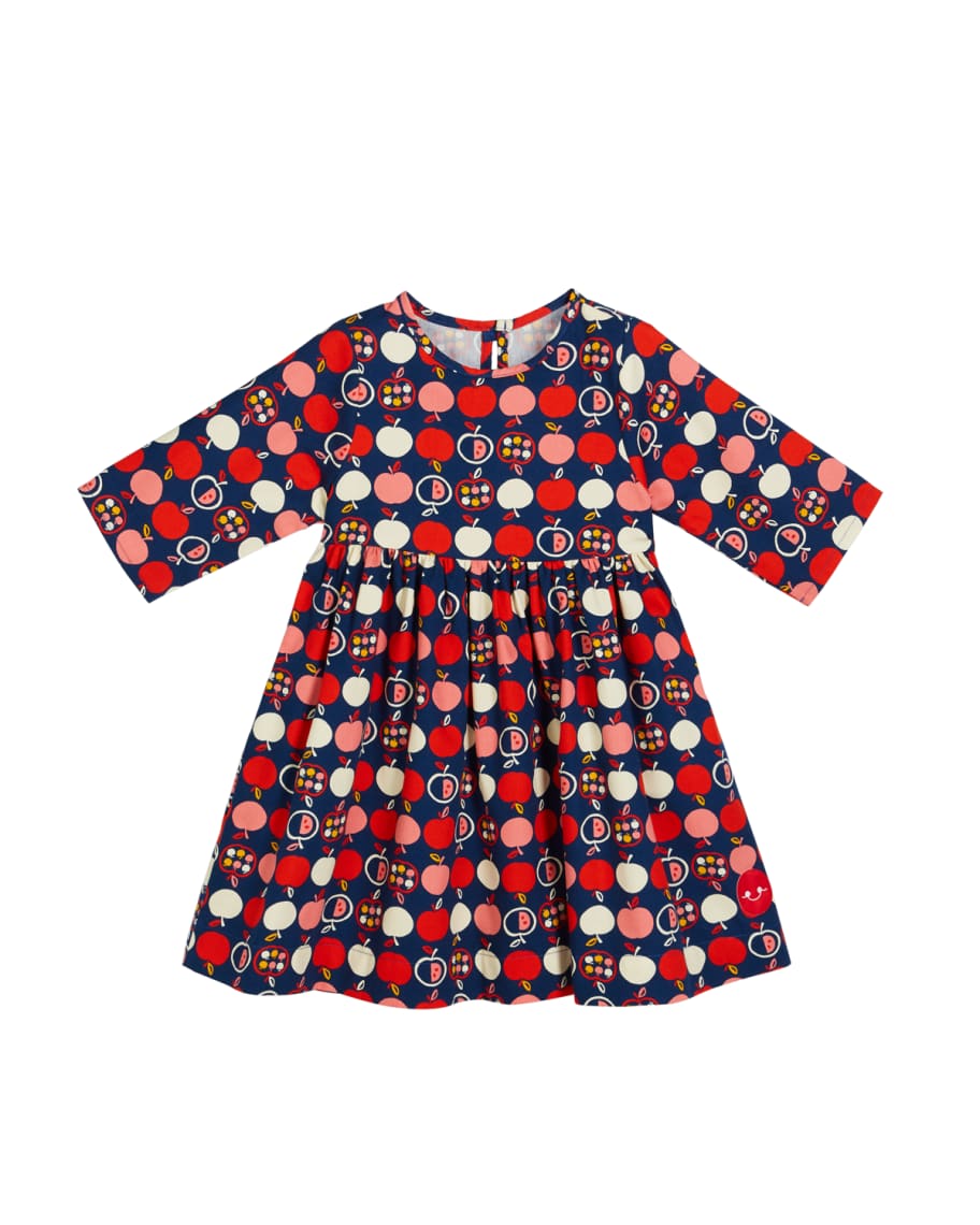 Smiling Button Honeycrisp Apple Print 3/4-Sleeve Dress, Size 18m-10 ...