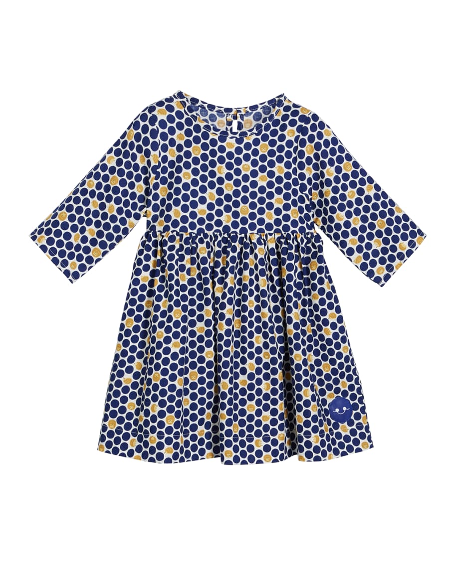 Smiling Button Hedgehog Dotted Print 3/4-Sleeve Dress, Size 18m-10 ...