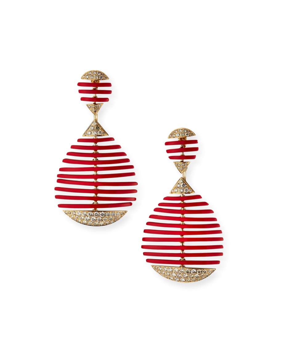 Etho Maria 18k Diamond Red Ceramic Pear Drop Earrings | Neiman Marcus