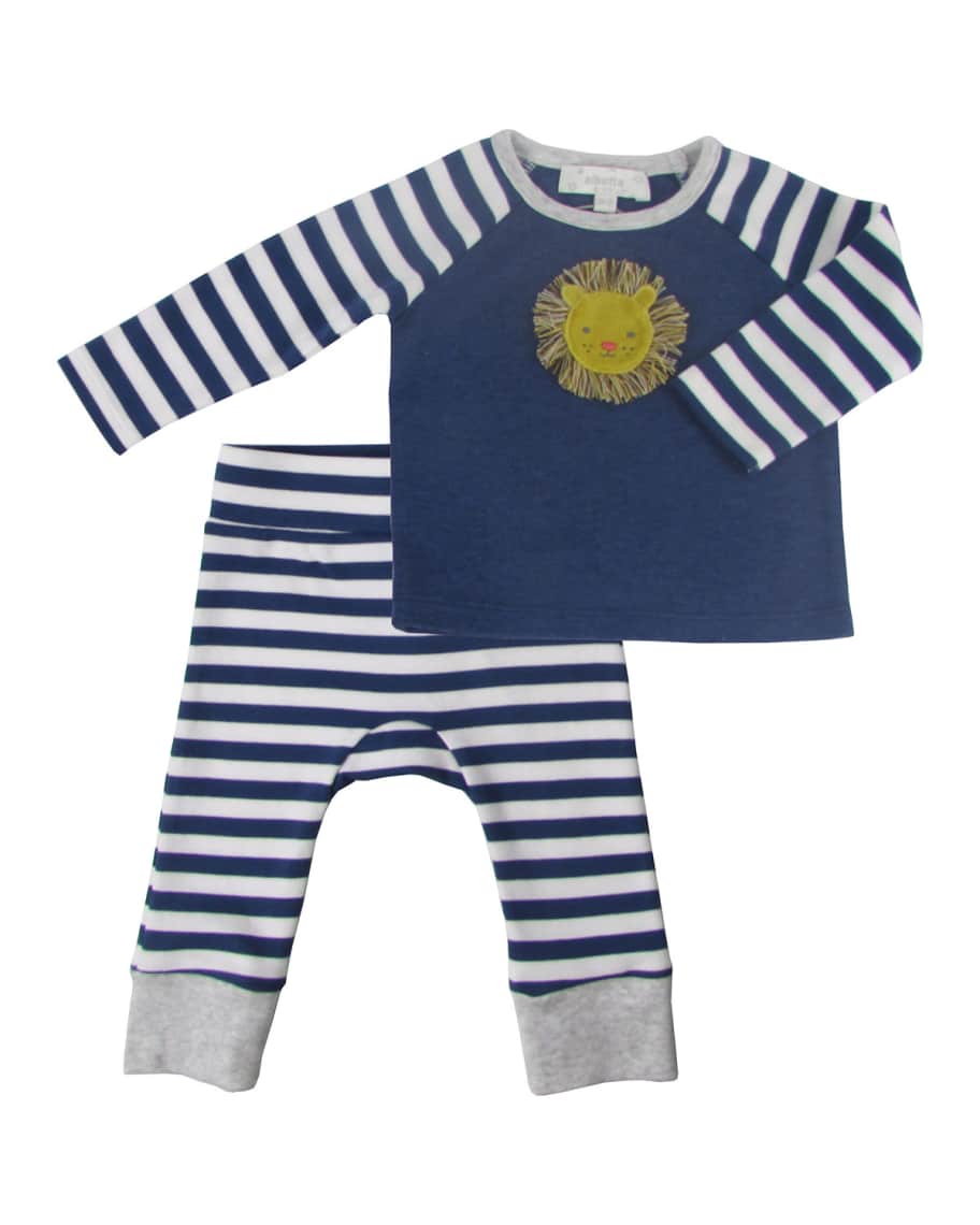 Albetta Velvet Lion Applique Top w/ Striped Pants, Size 12-36 Months ...