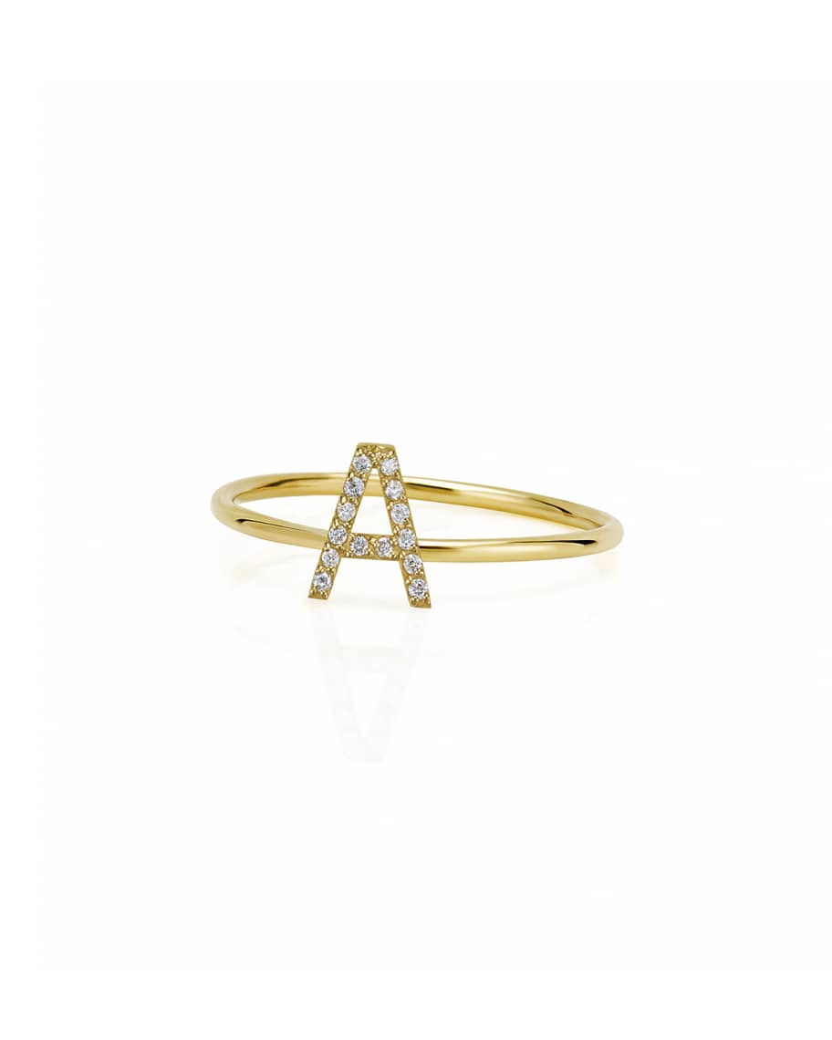 Sarah Chloe Amelia 14k Stackable Diamond Initial Ring, Size 7 | Neiman ...
