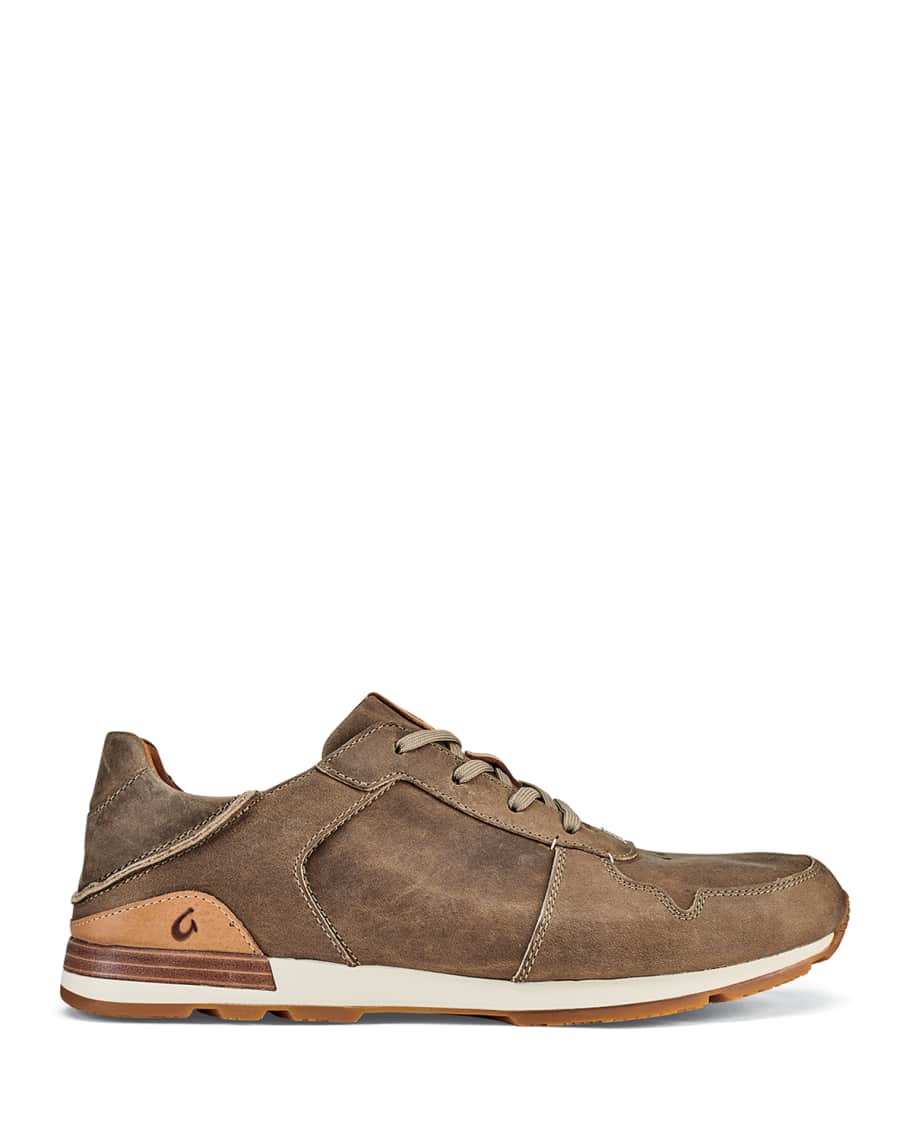 Olukai Men's Huaka'i Li Waxed Nubuck Leather Sneakers | Neiman Marcus