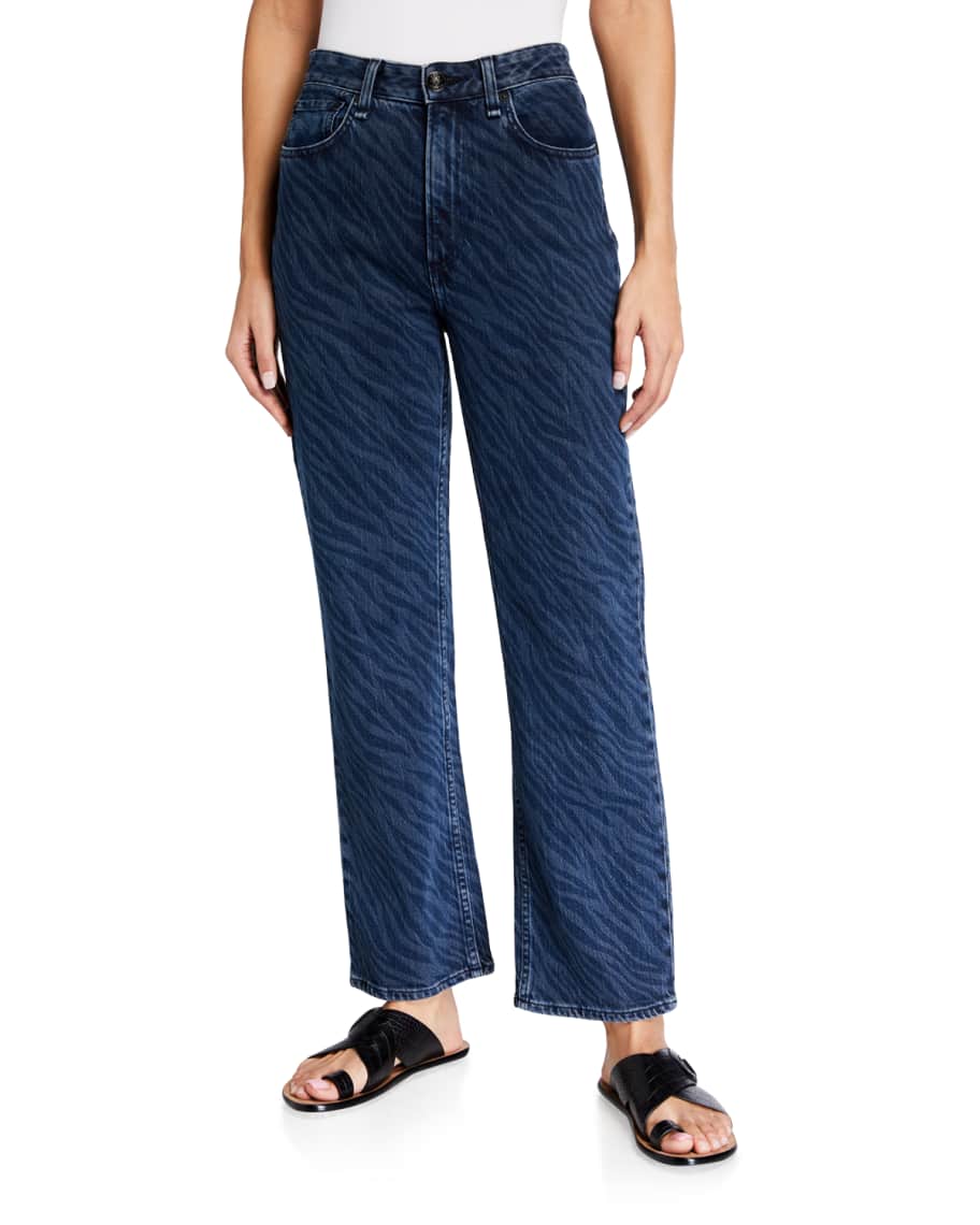 Rag & Bone Ruth Super High-Rise Straight Zebra-Print Jeans | Neiman Marcus