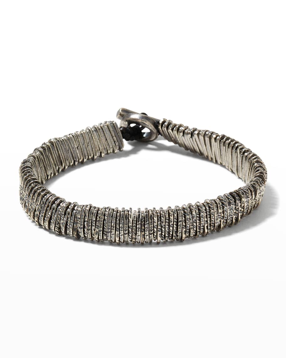 McOhen Men's Distressed Silver Barcode Bracelet | Neiman Marcus